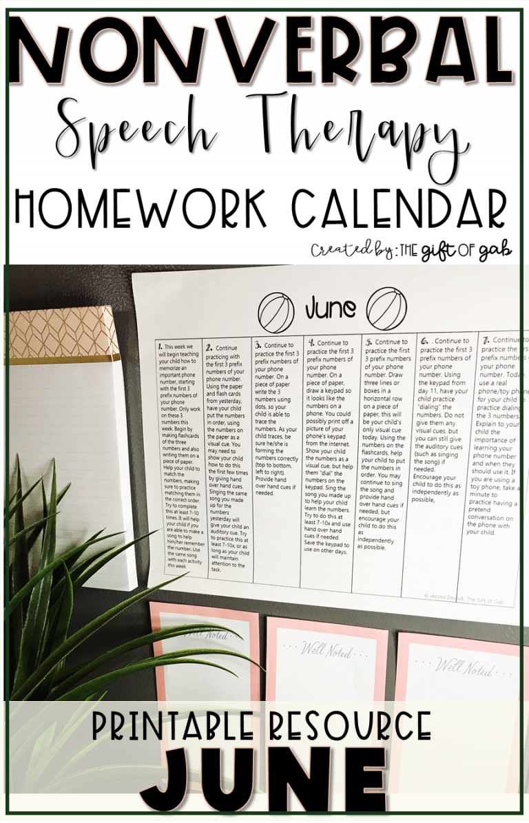 Nonverbal Speech Therapy Homework Activities - The Gift of Gab