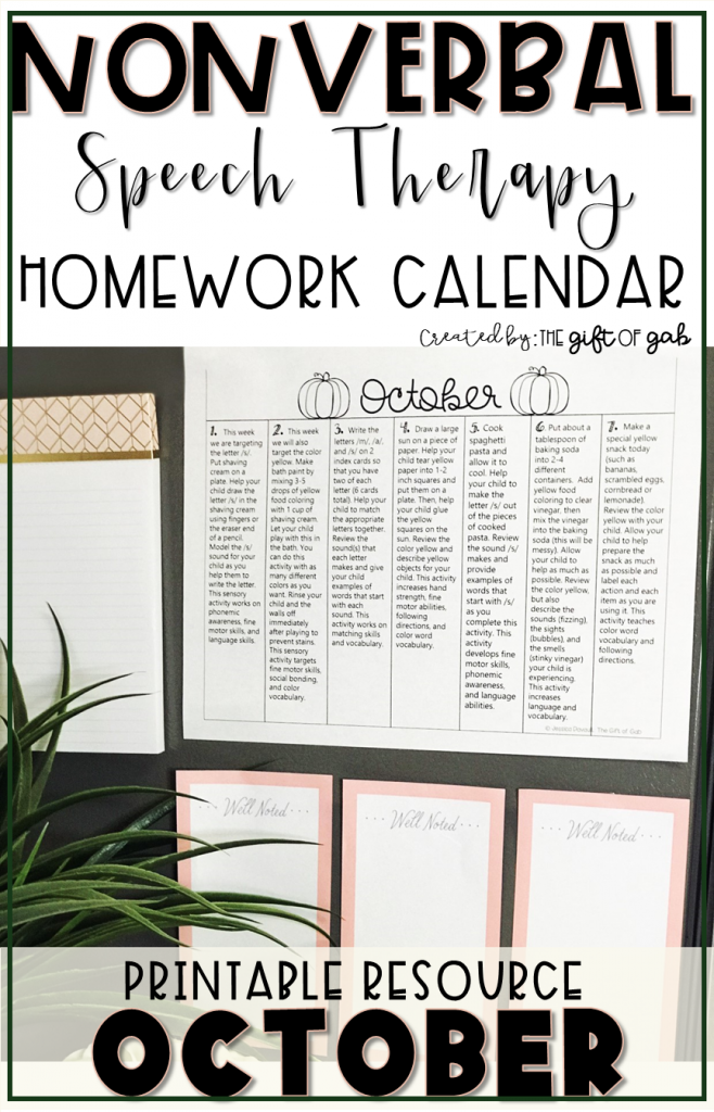 Nonverbal Speech Therapy Homework Activities - The Gift of Gab